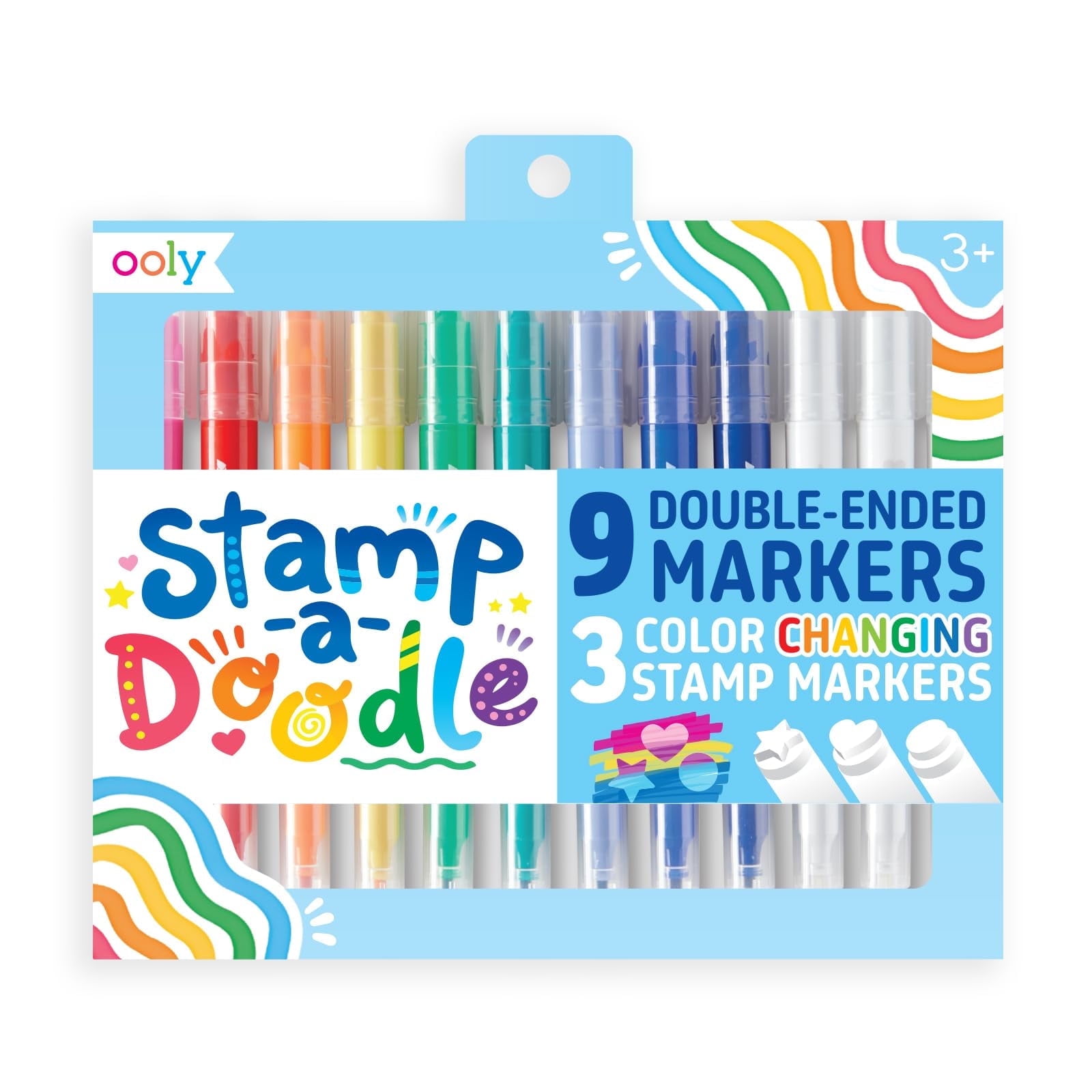 Stamp-A-Doodle Kids Dual-Sided Markers Set (12 Count, 9 Colors ...
