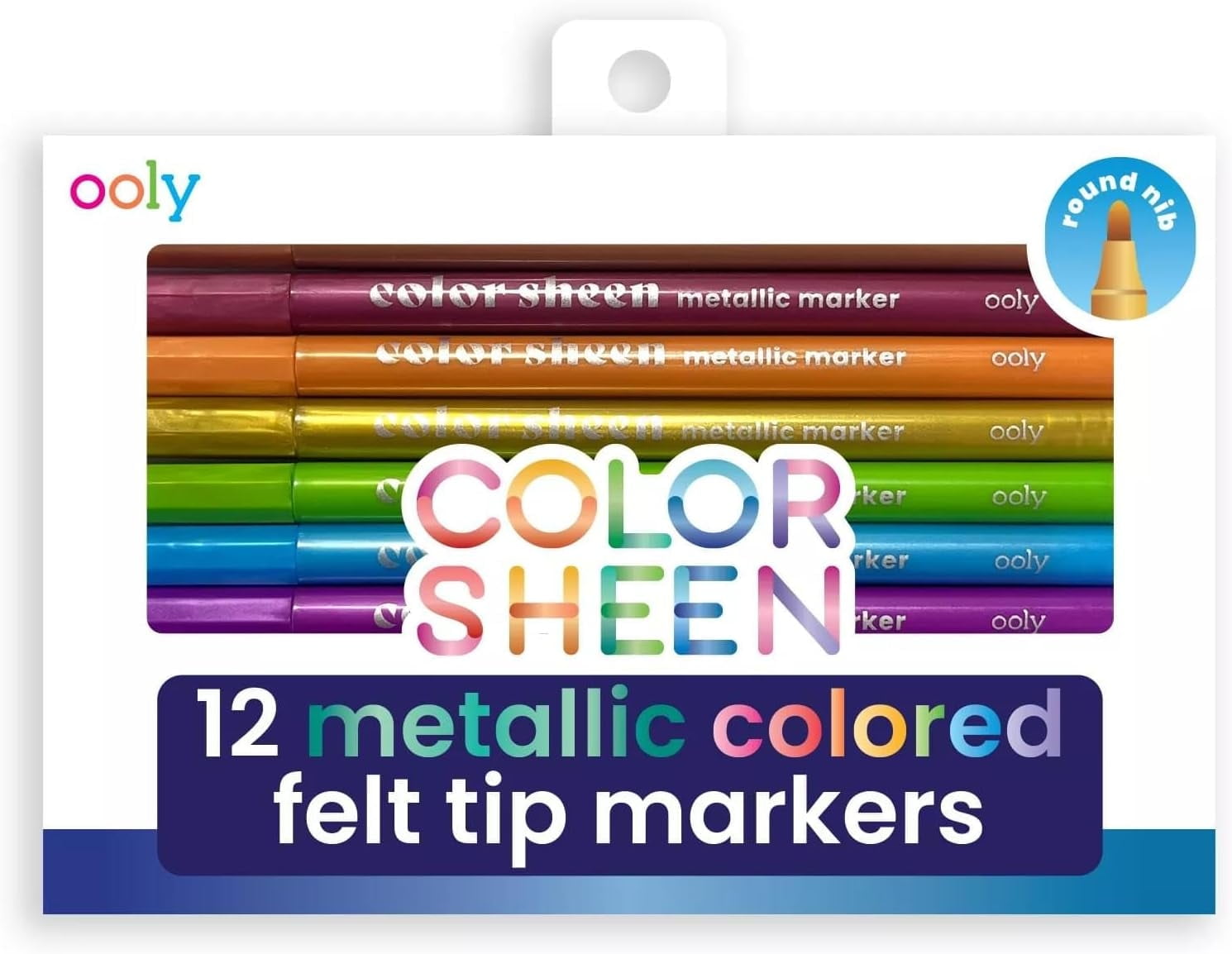 Ooly Metallic Color Sheen Felt Tip Markers [Set of 12] Unique Solid ...