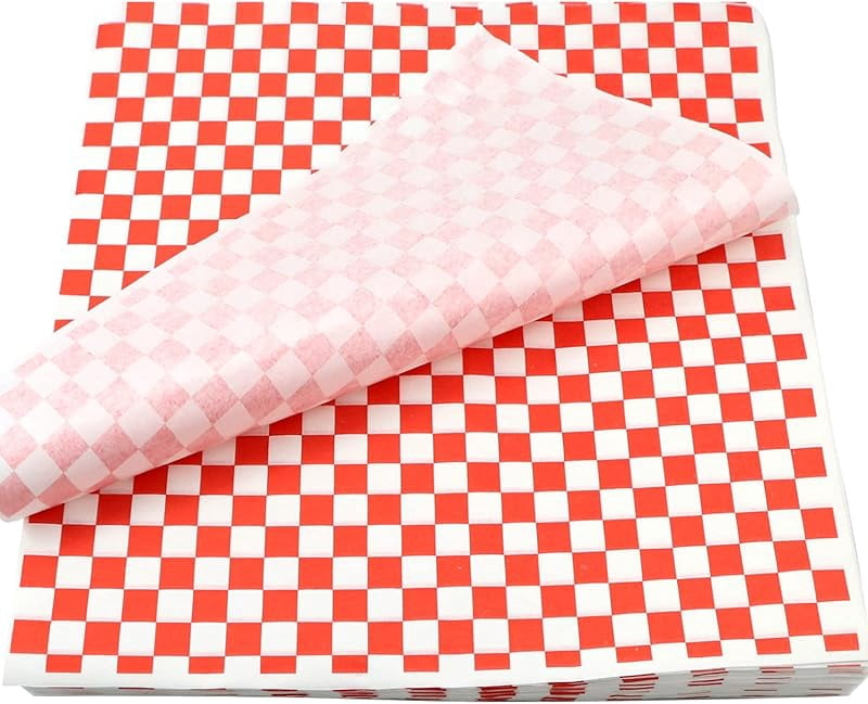 Oomcu 200 Sheets Red and White Checkered Dry Waxed Deli Paper Sheets ...