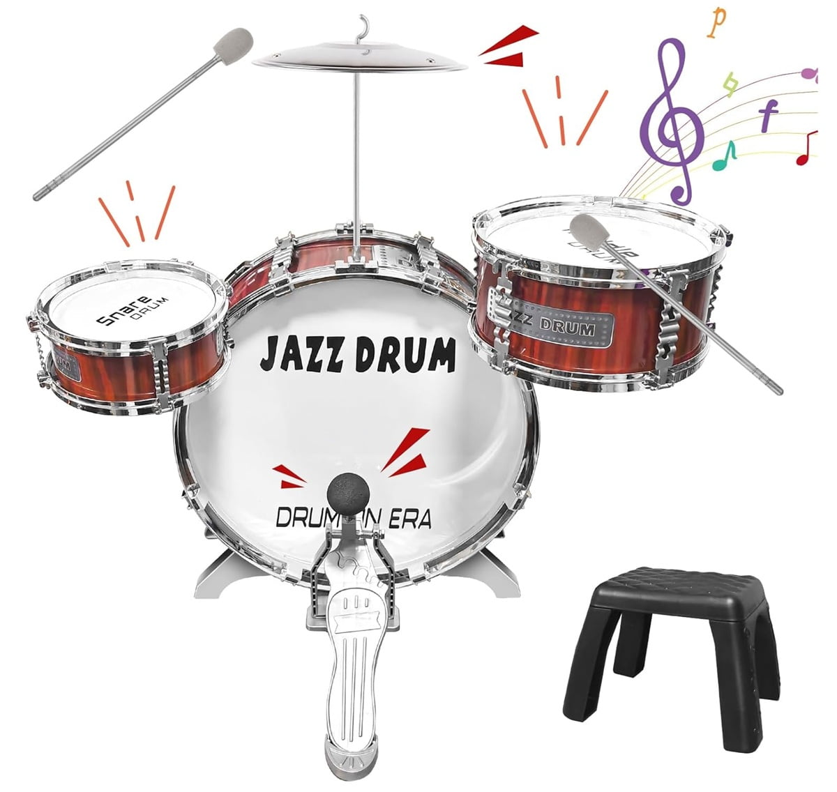 OoneWiser Jazz Drums Toy Drum Set for Toddlers, Musical Toy Drum Set ...