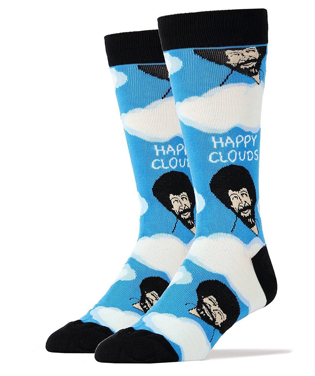 Oooh Yeah! Men's Bob Ross Cotton Crew Socks (Blue) - Walmart.com