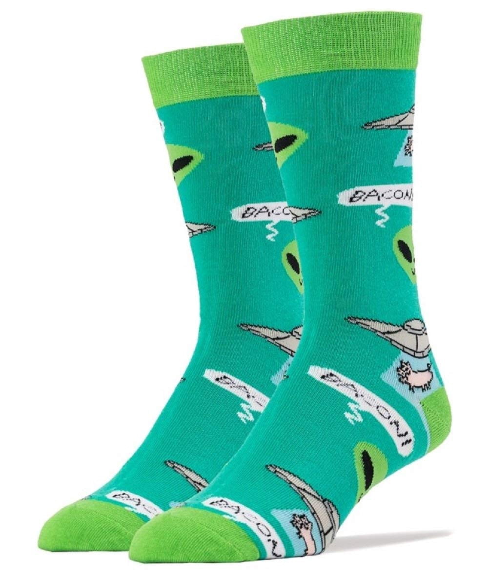Oooh Yeah! Socks, Mens Cotton Crew Sock (Bacon Abduction) - Walmart.com