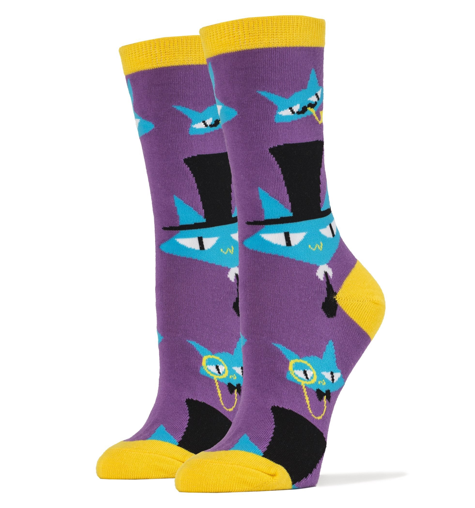 Oooh Yeah Women's Colorful Crew Socks, Funny Cute Cat Socks, Le Fancy ...