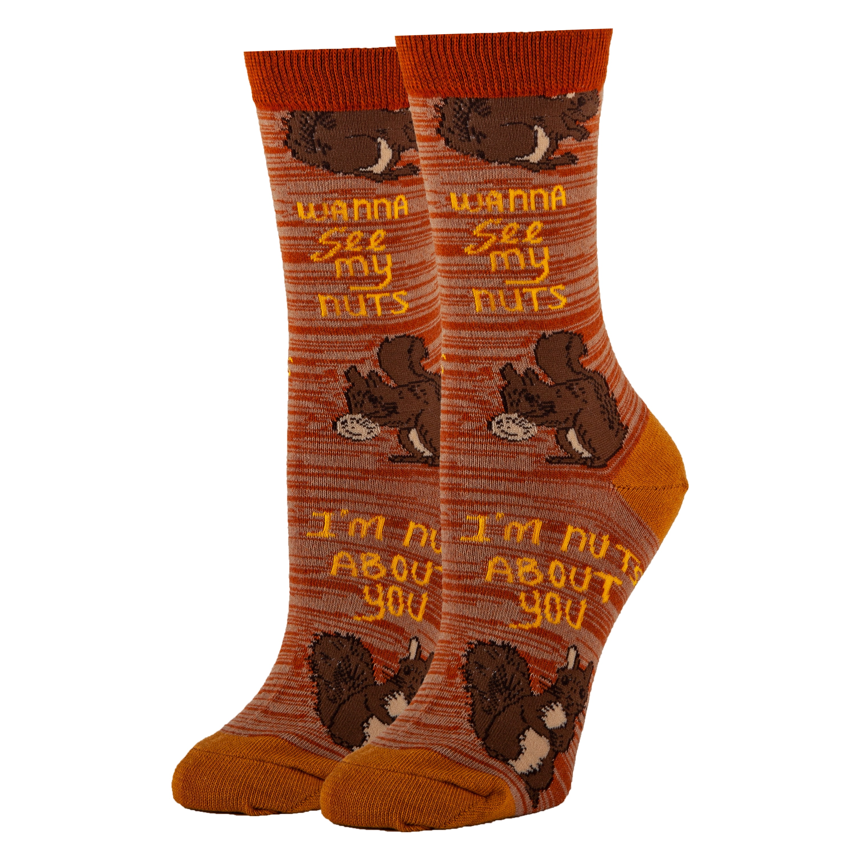 Oooh Yeah Women's Novelty Crew Socks, Nuts About U, Funny Colorful ...