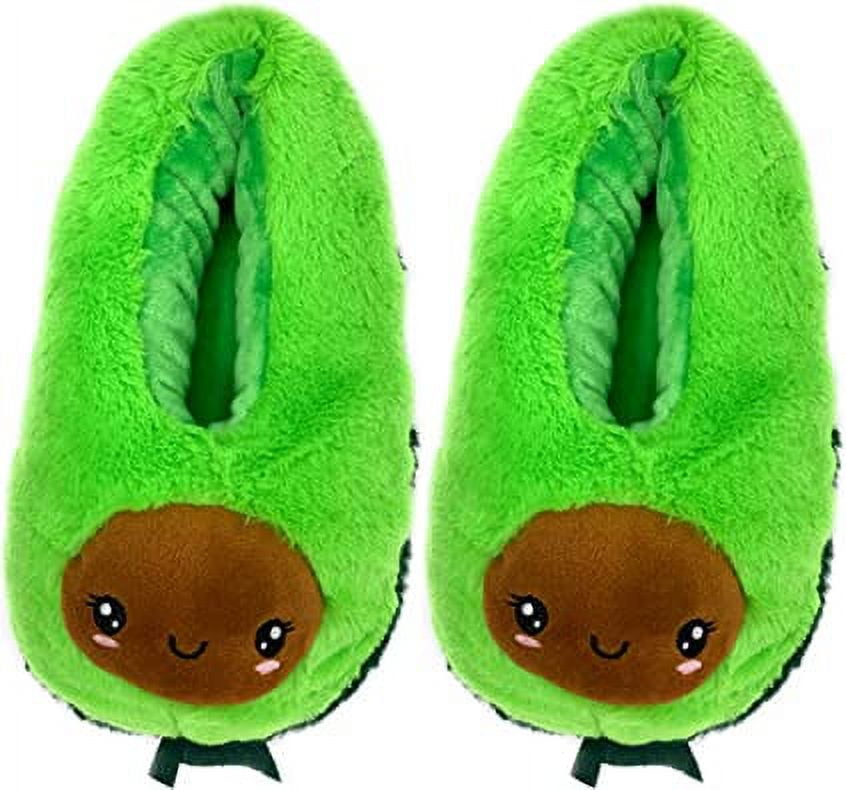 OoohGeez Kids Fuzzy Avocado Slippers, Cute Funny Cozy Non-Slip House ...