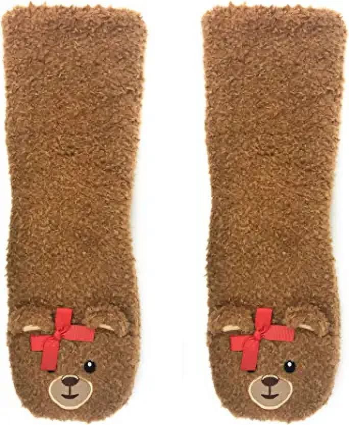 OoohGeez Women's House Sherpa Cute Bear Slipper,Fluffy Fuzzy Grippers ...
