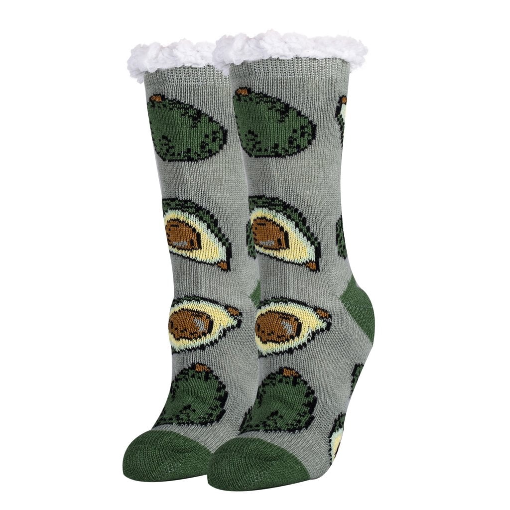 OoohGeez Womens Cozy Non-Slip Glows in Dark Slipper Socks, Avocado Life ...