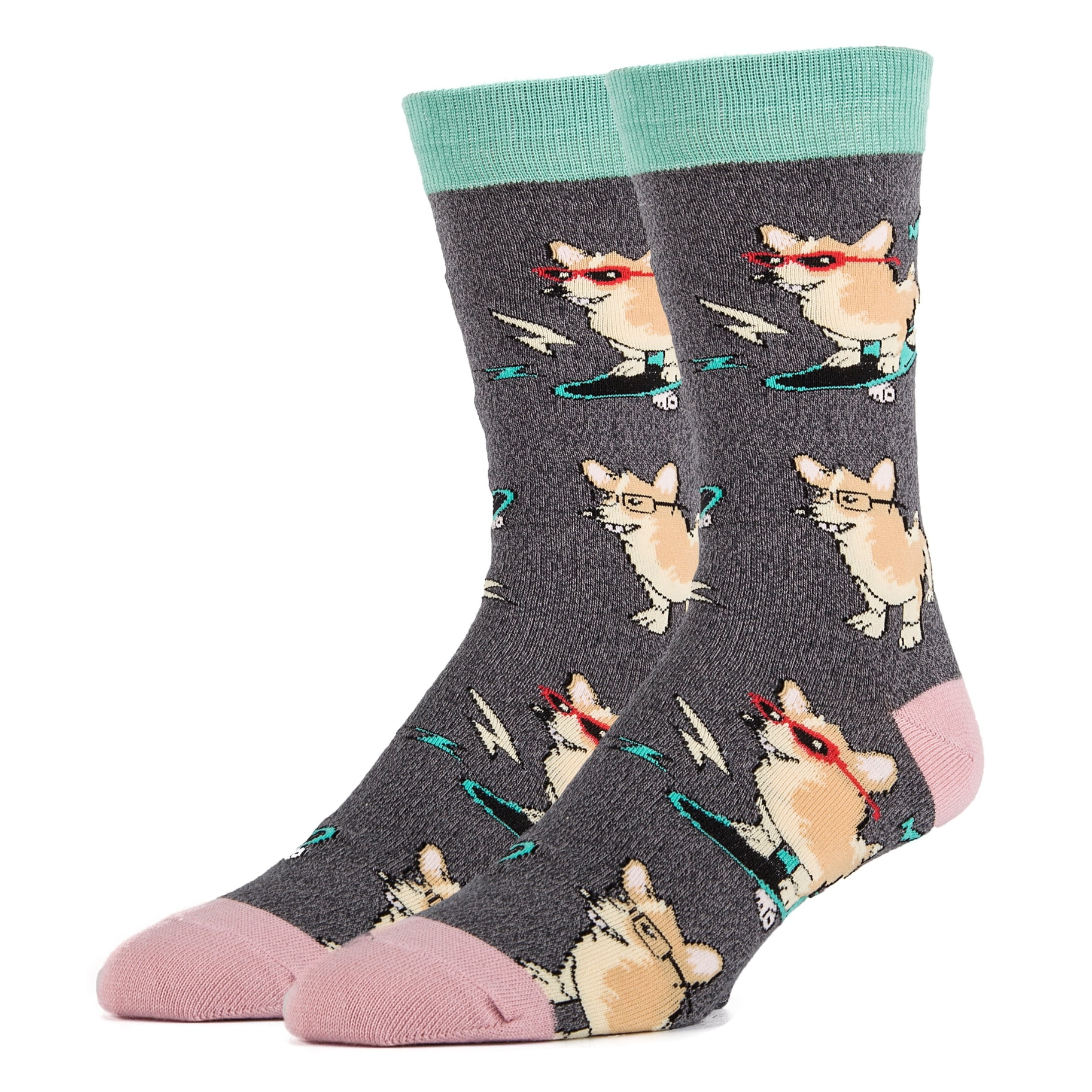 OoohYeah Men's Funny Colorful Crew Socks, Corgi Boi, Novelty Cotton ...