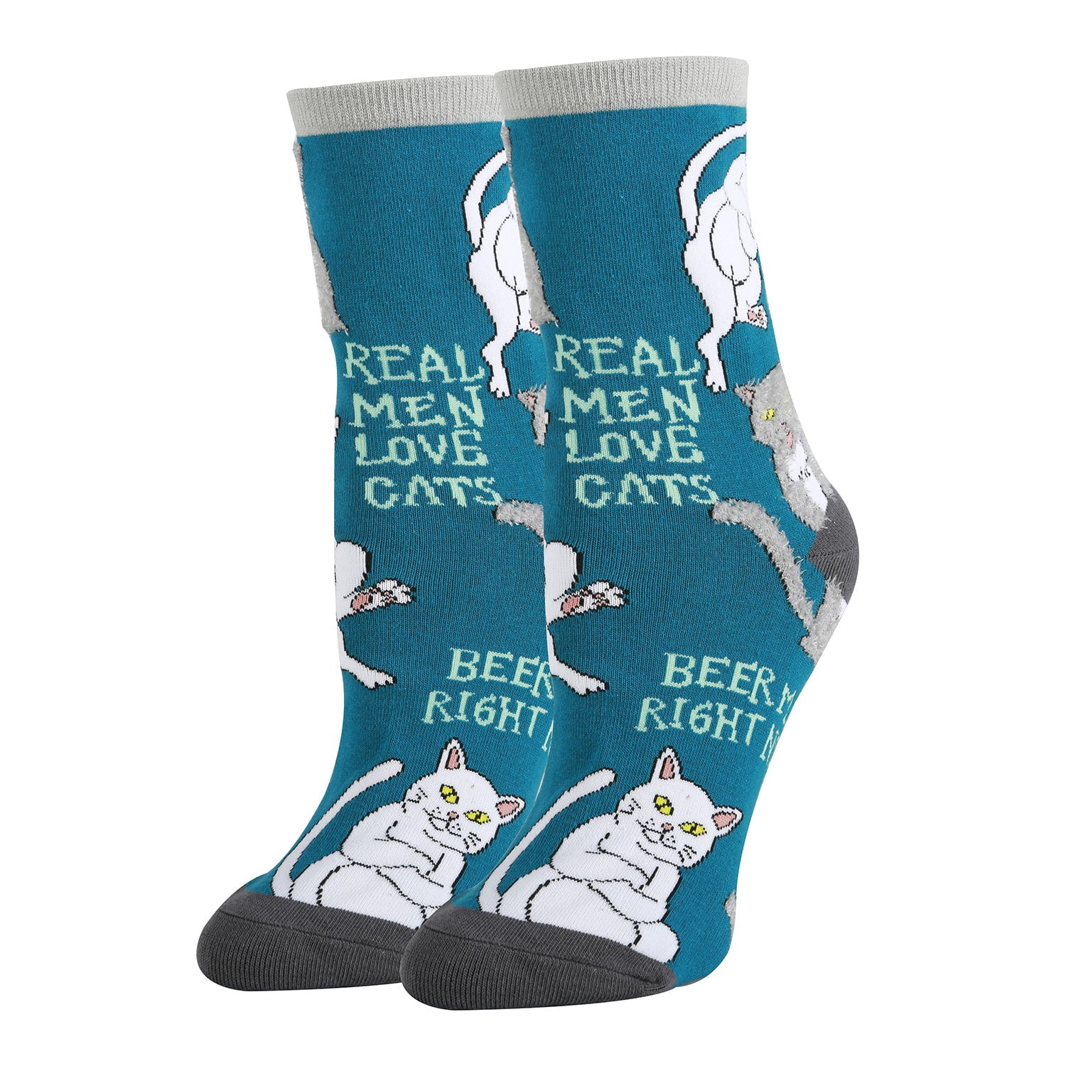 OoohYeah Womens Colorful Crew Socks, Real Men, Funny Cute Cat Socks ...