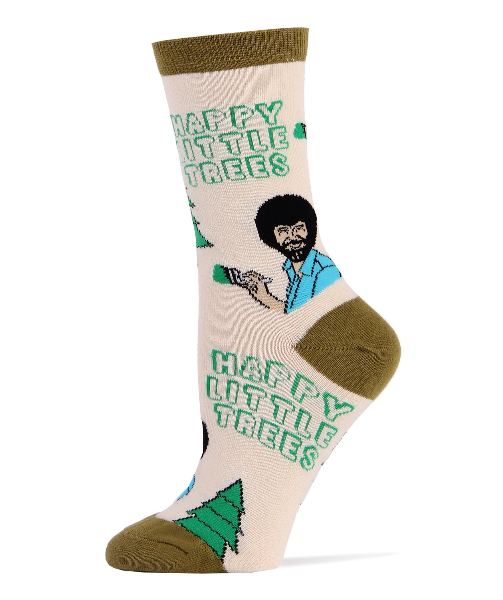 OoohYeah Womens Funny Novelty Crew Socks, Always Happy Trees, Bob Ross ...