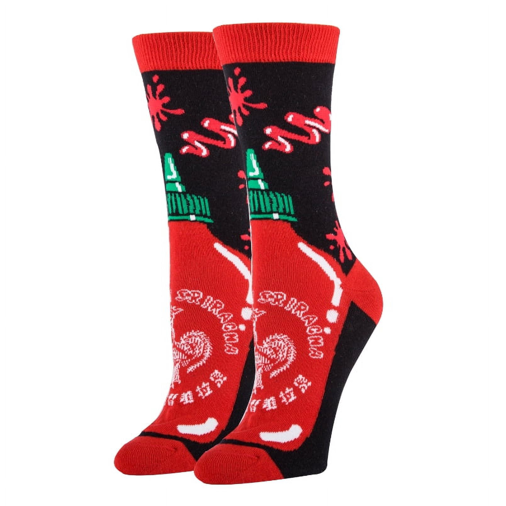OoohYeah Womens Funny Novelty Sriracha Socks, Crazy Fashion Crew Socks ...