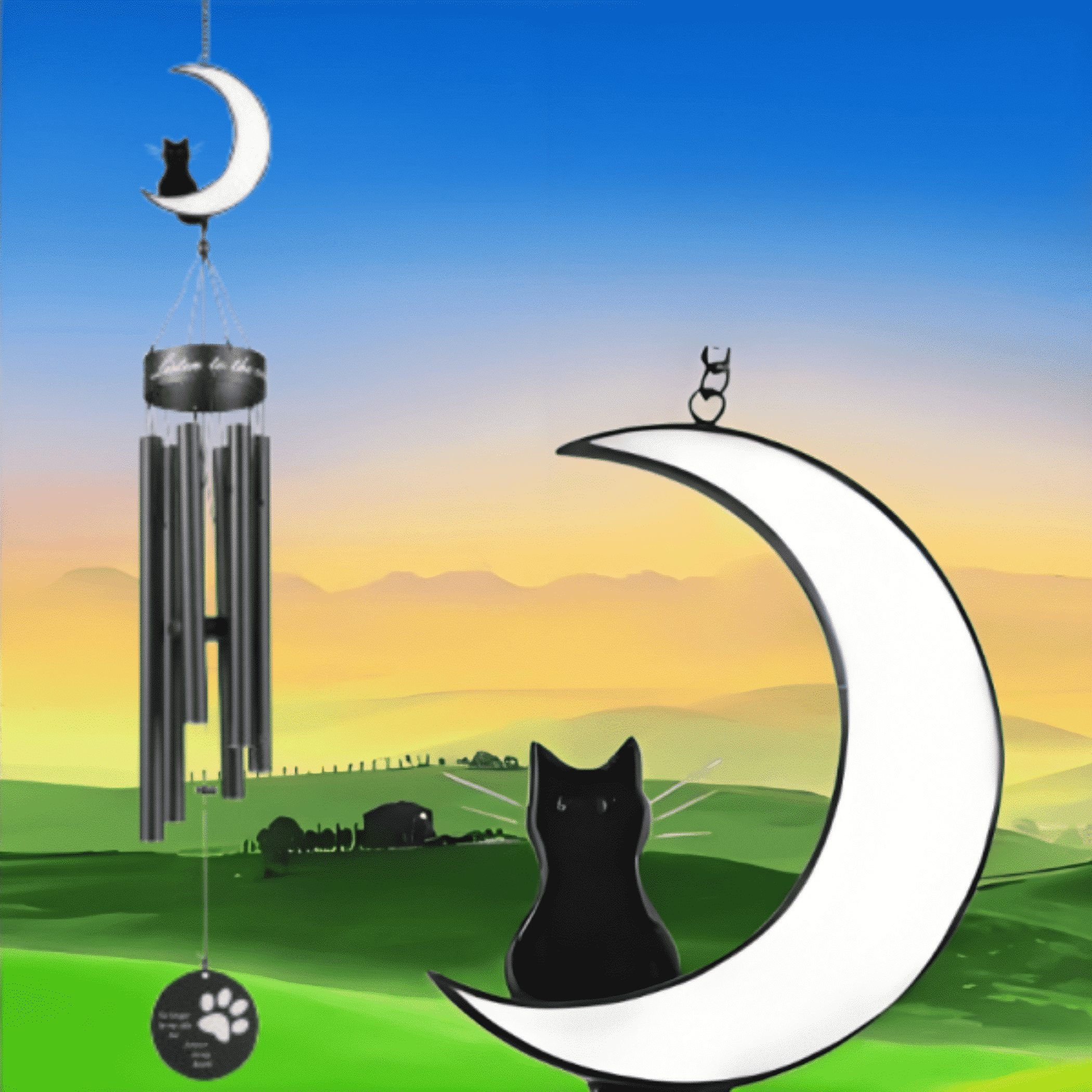 Ooooknpc Pet Large Wind Chimes 43in Metal Copper Cat Memorial Deep Tone ...