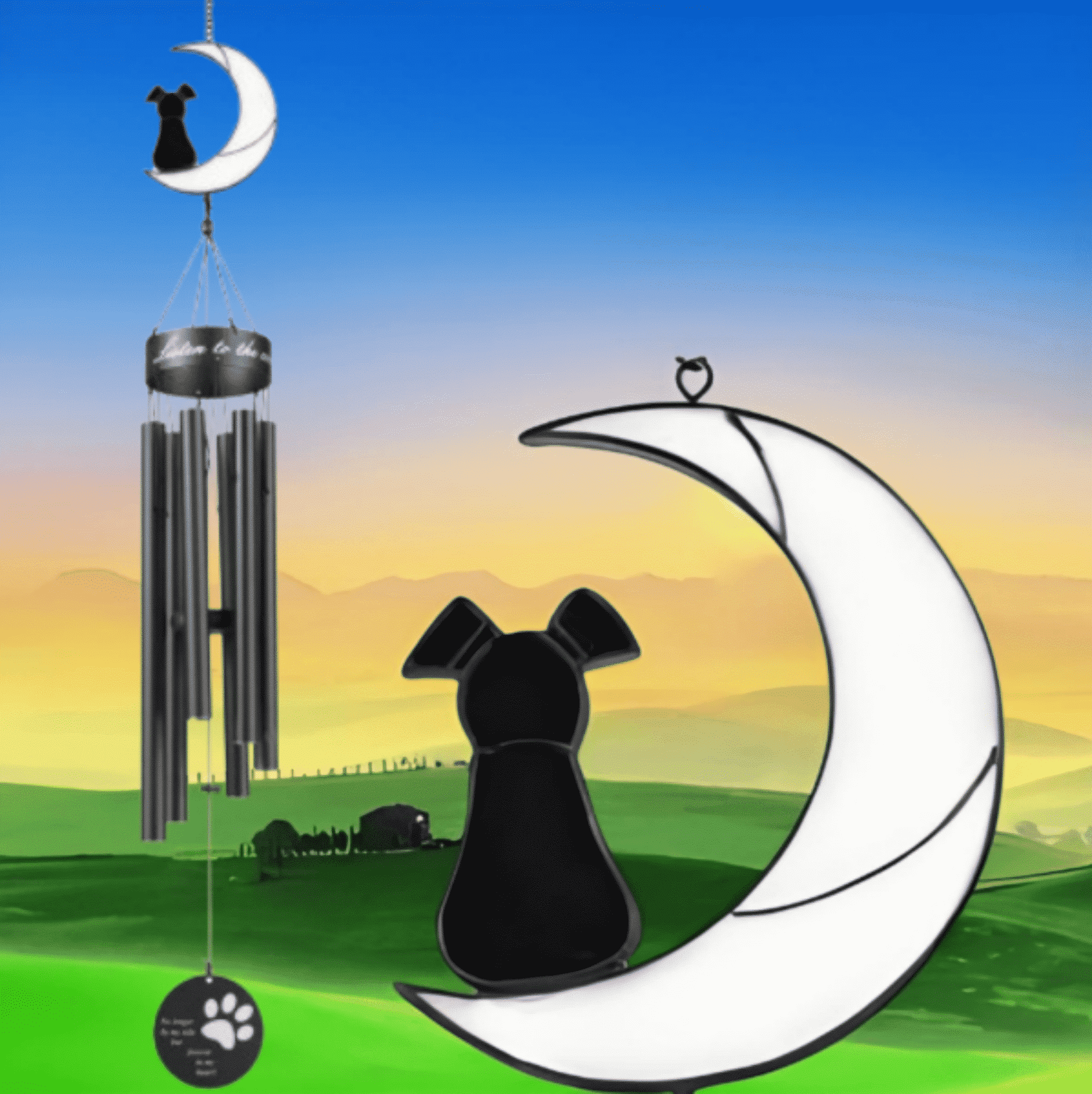 Ooooknpc Pet Large Wind Chimes 43in Metal Copper Dog Memorial Deep Tone ...