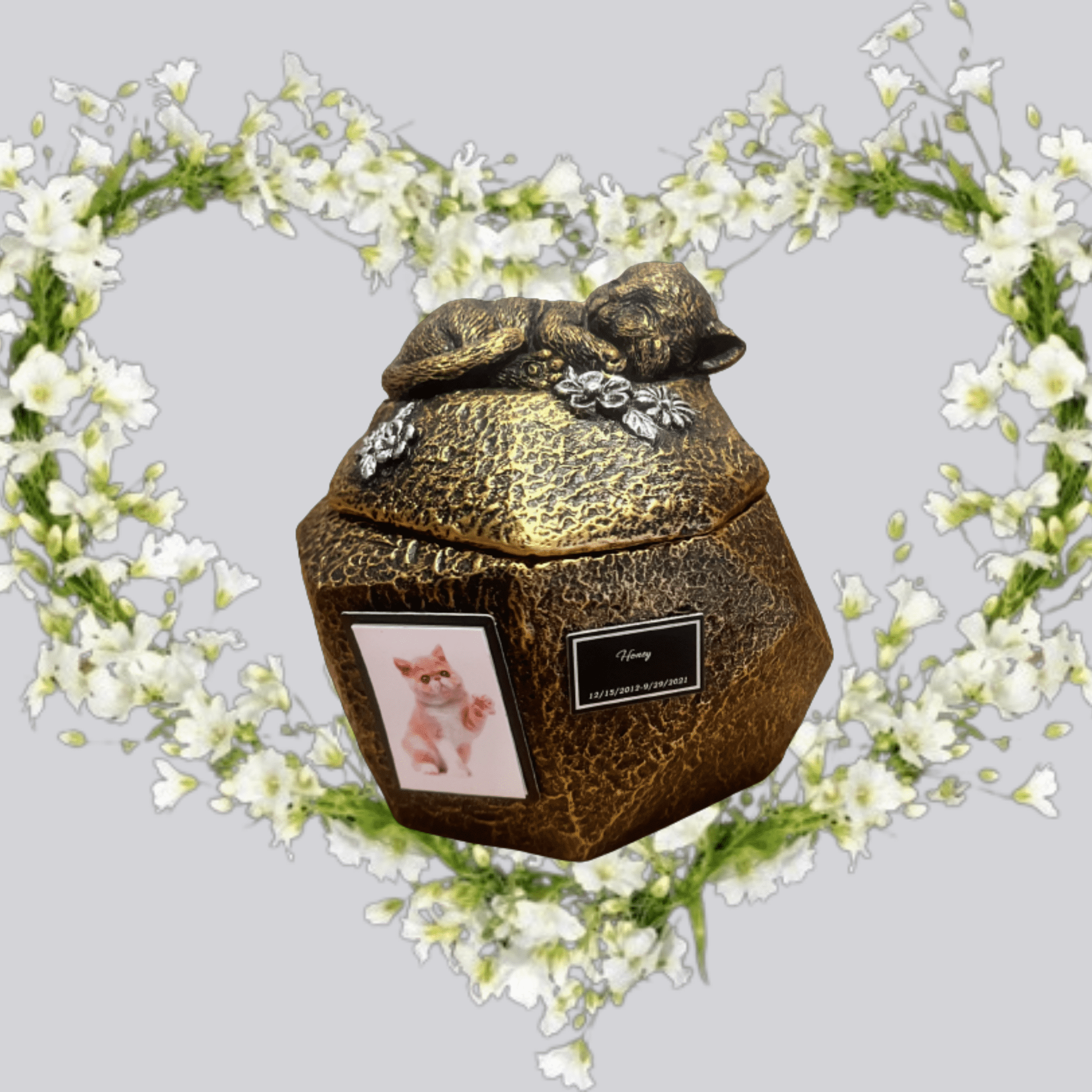 Ooooknpc Pet Cat Ashes Urn Cremation Container Box Memorial Statue ...