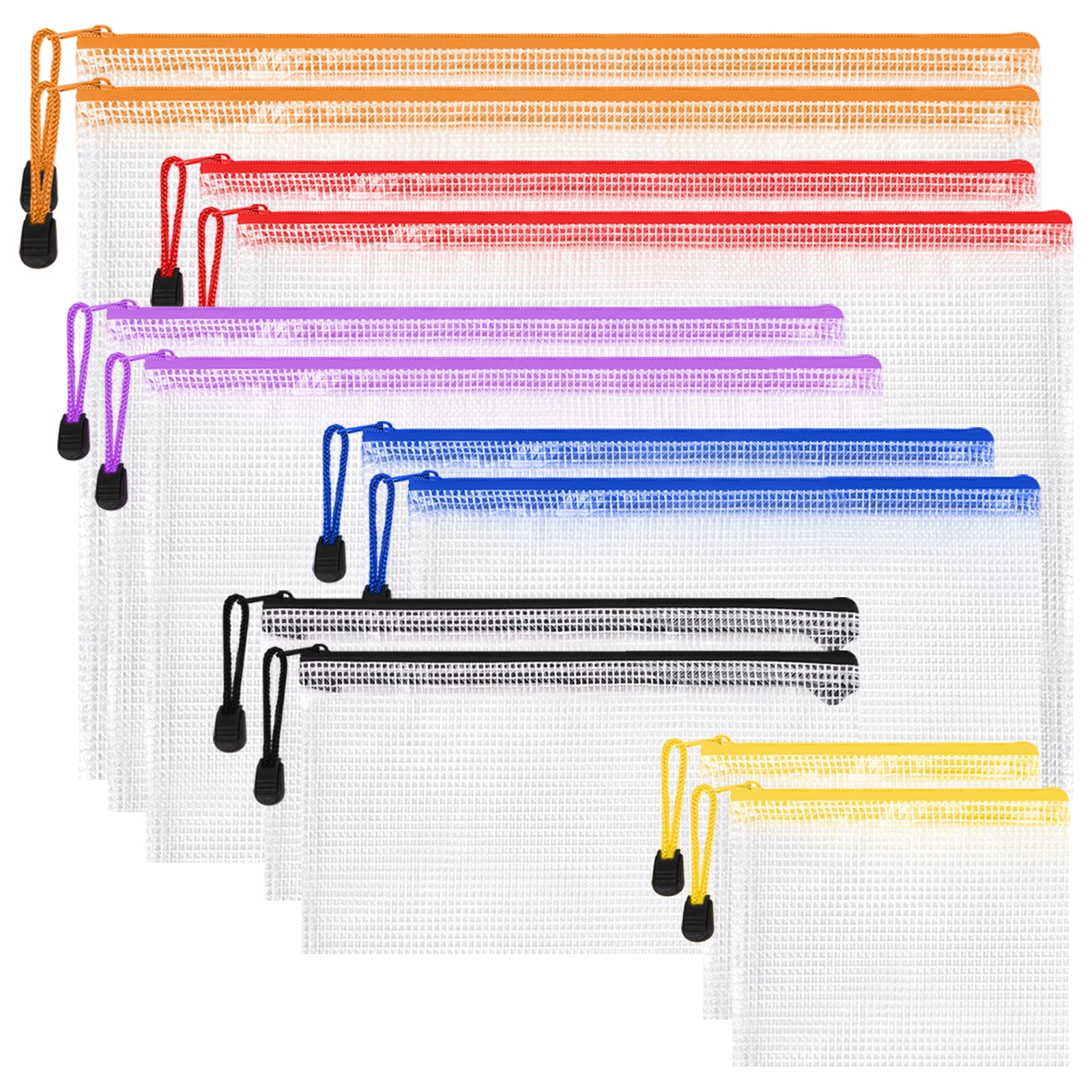 Oop-free 12pcs Mesh Zipper Pouch 6 Sizes 6 Colors for Travel Storage ...