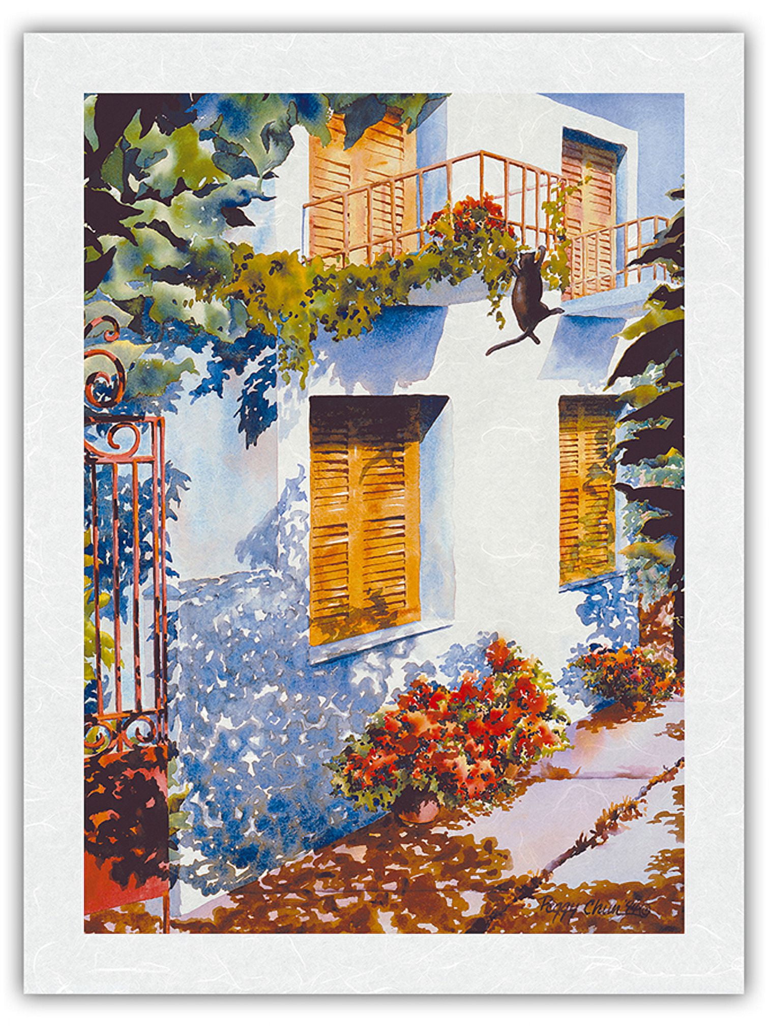 Oops! - Hawaiian Black Cat (ʻeleʻele Popoki) hangs from the Balcony - From an Original Hawaii ...