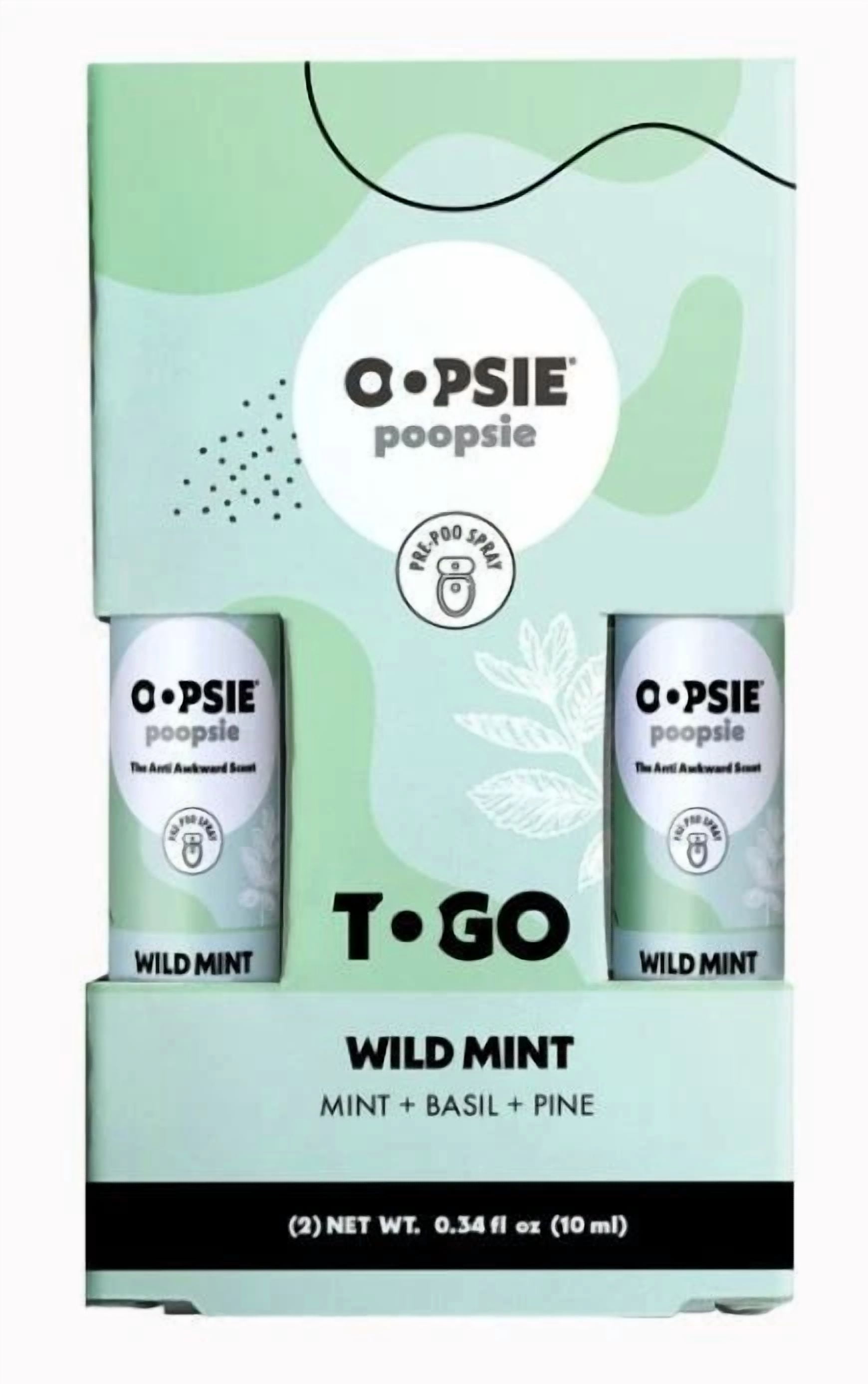 Oopsie Poopsie To-Go Bathroom Spray Eliminate Smell Poop Wild Mint ...