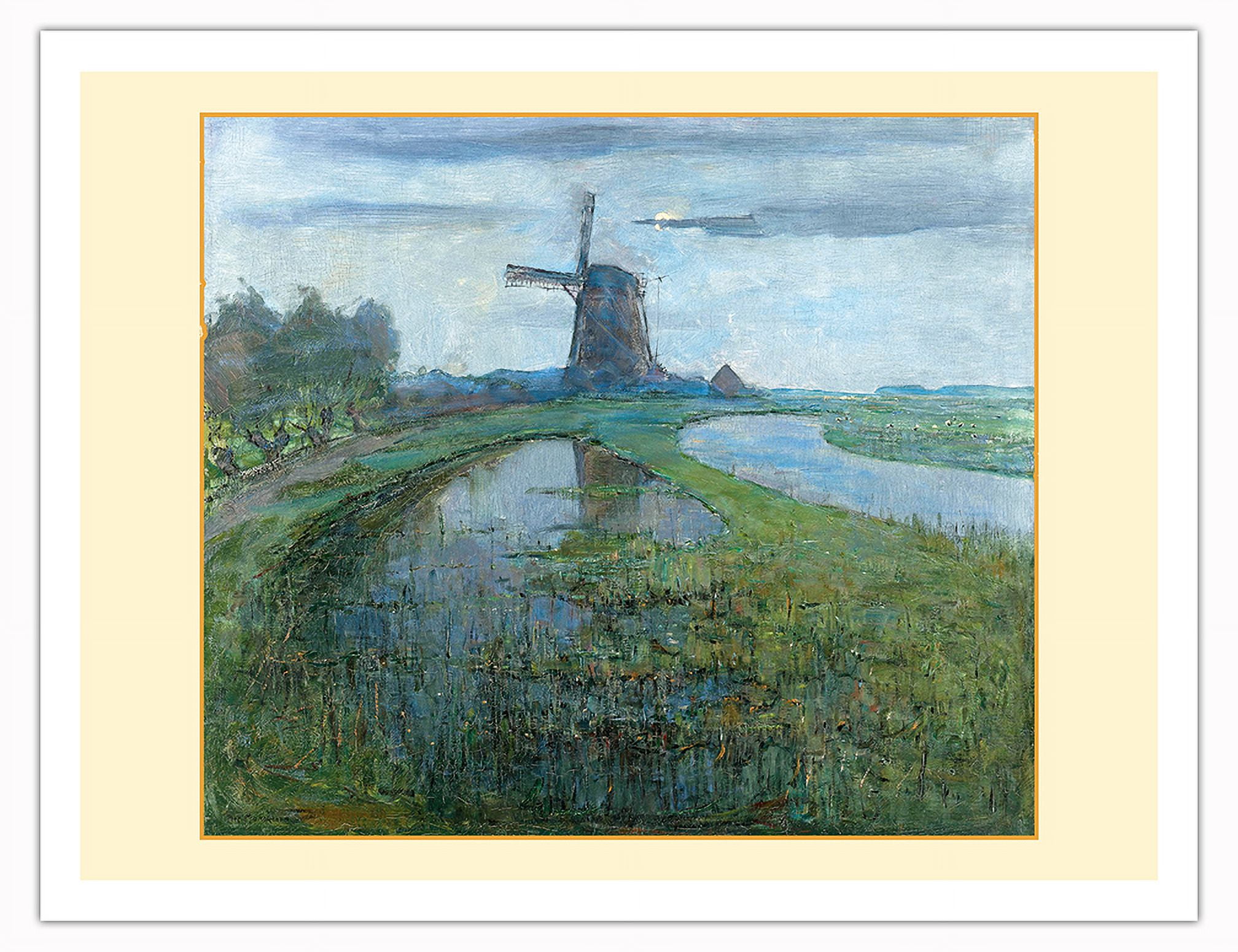 Oostzijdse Mill along the River Gein by Moonlight Amsterdam - From an ...