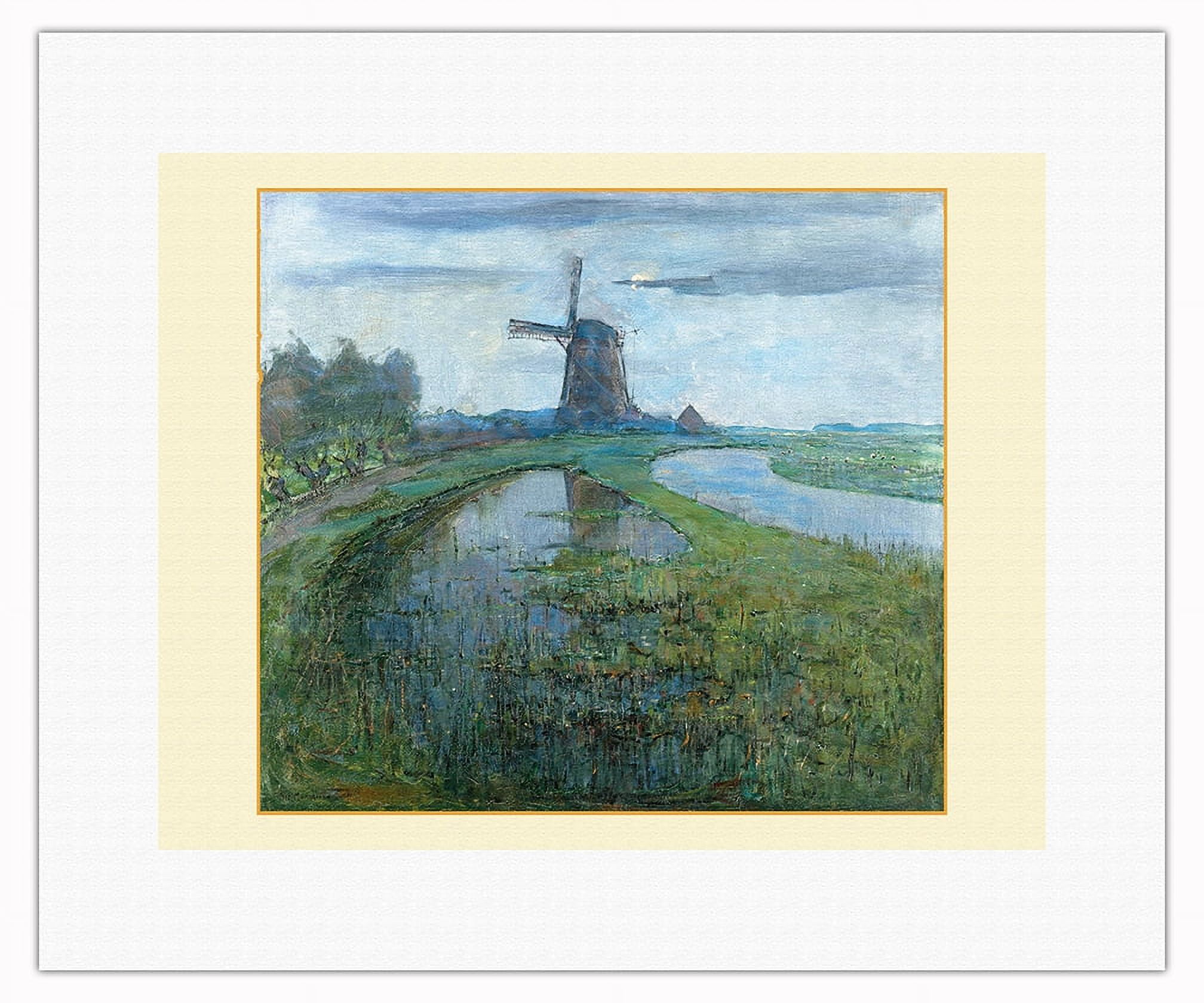 Oostzijdse Mill along the River Gein by Moonlight Amsterdam - From an ...
