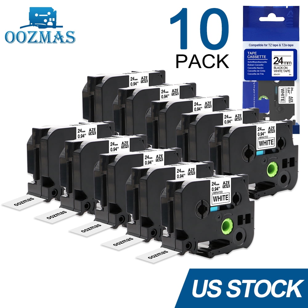 Oozmas 10PK Compatible for Brother P-touch TZe-251 TZe251 TZ-251 TZ251 ...