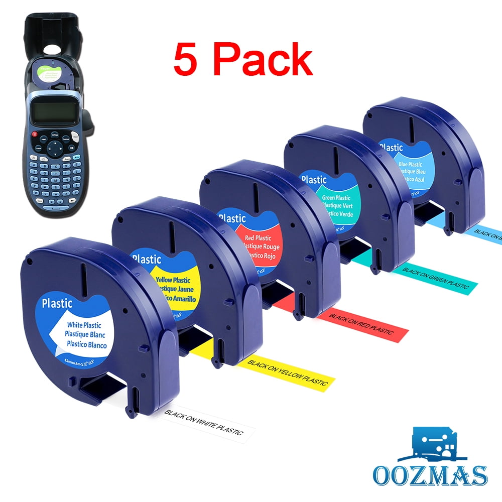 Oozmas 5PK Dymo LetraTag Refills 91331-91335, 12mm Multi-Color Plastic ...