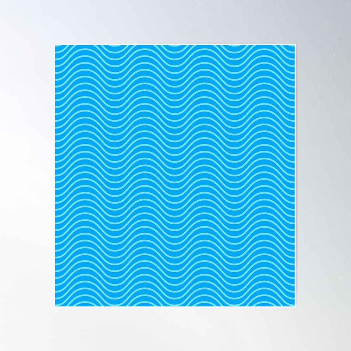 Op Art Simple And Clean Pattern Blue Wavy Lines Pattern Poster Wall Art ...