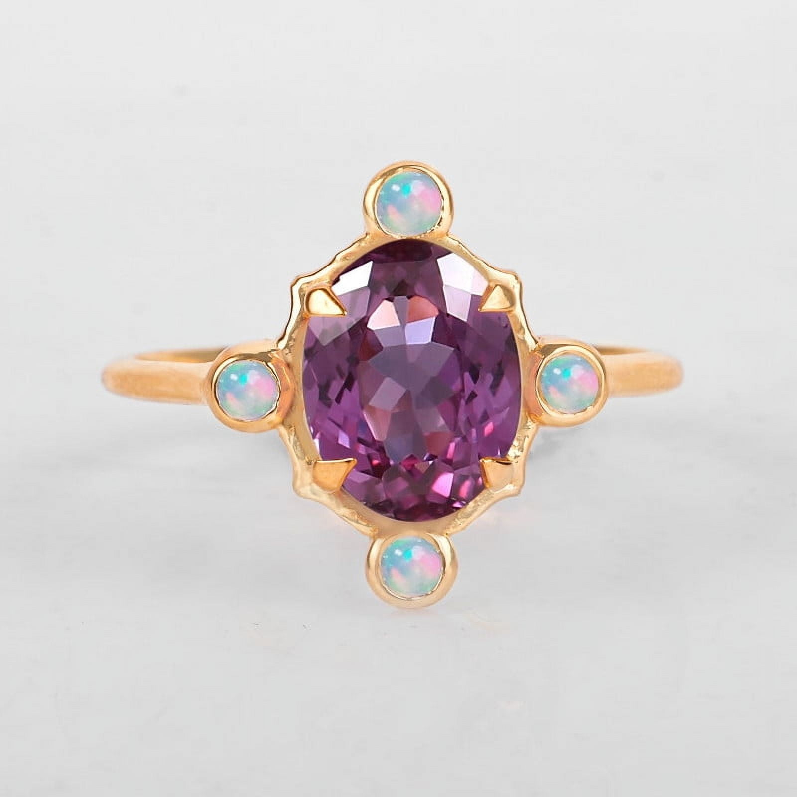 Opal Cabishion & Alexandrite 925 Starling Silver Stackable Art Deco ...
