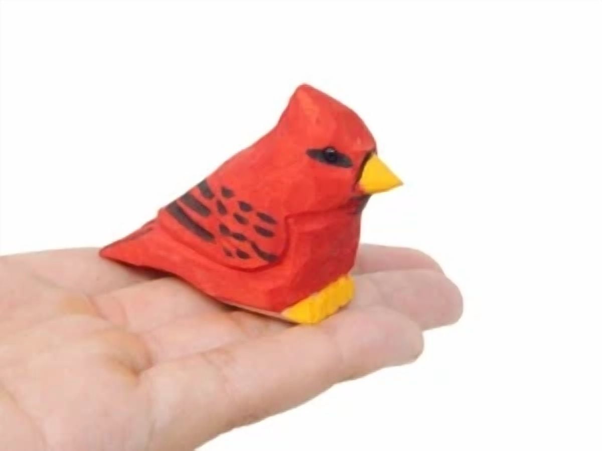 Opal-Cardinal Figure Miniature Red Bird Statue Carve Sculpture Decor ...