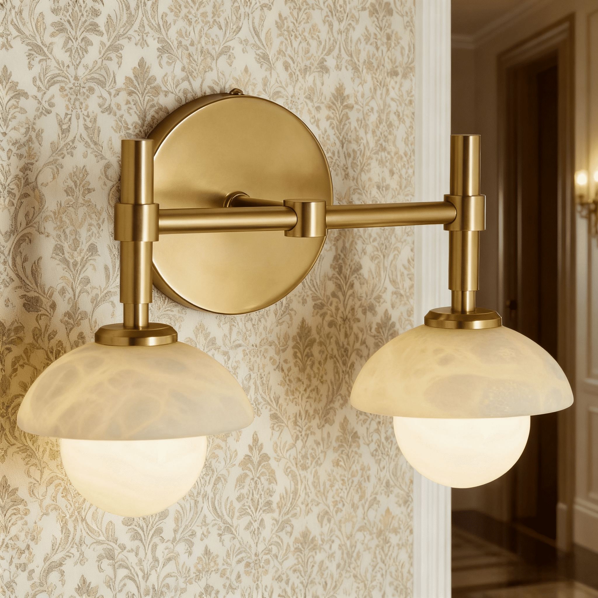 Opal Glass Shade and Hand-Carved Alabaster - Elegant Light Fixture for ...