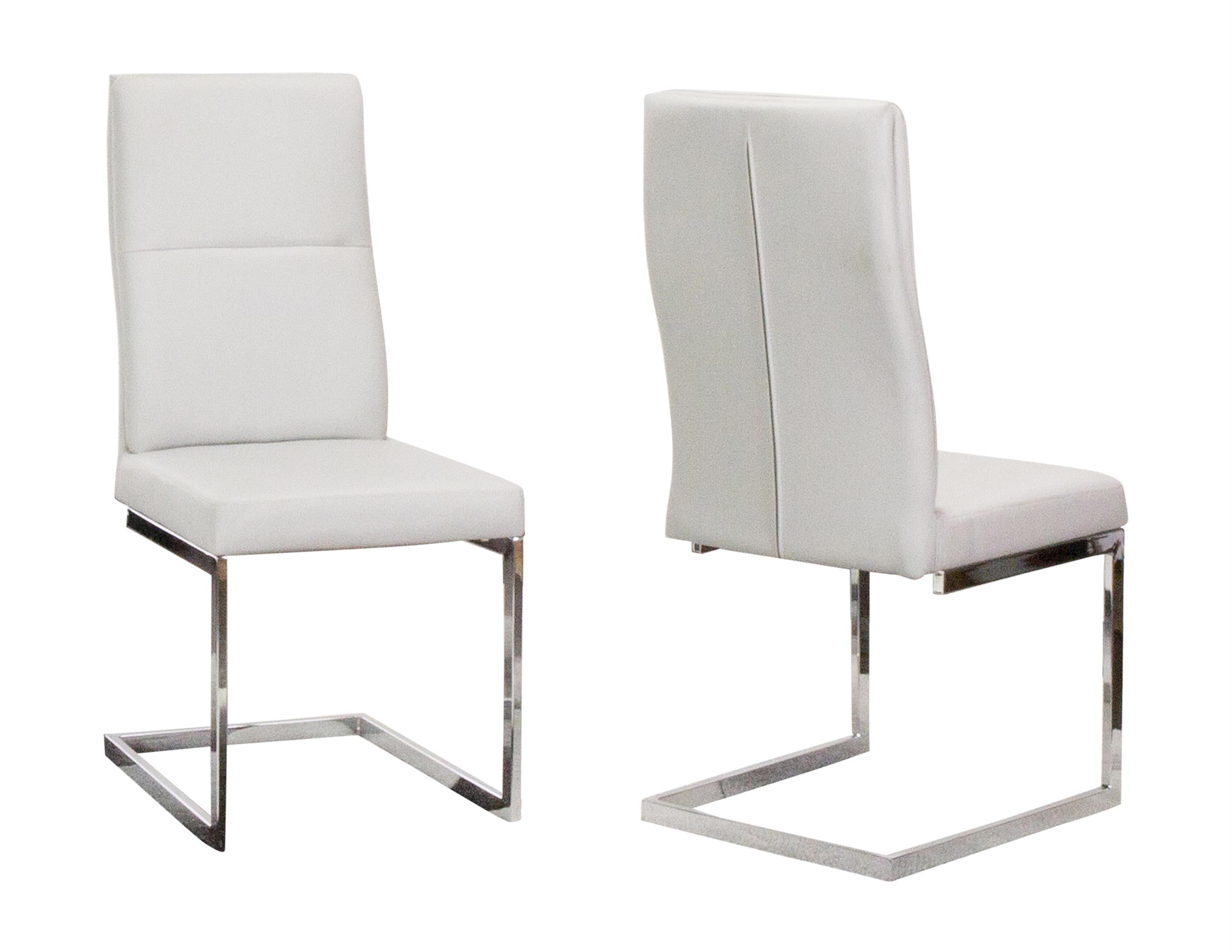 Opal Light Gray Faux Leather Chrome Cantilever Dining Chairs Set of 2 ...