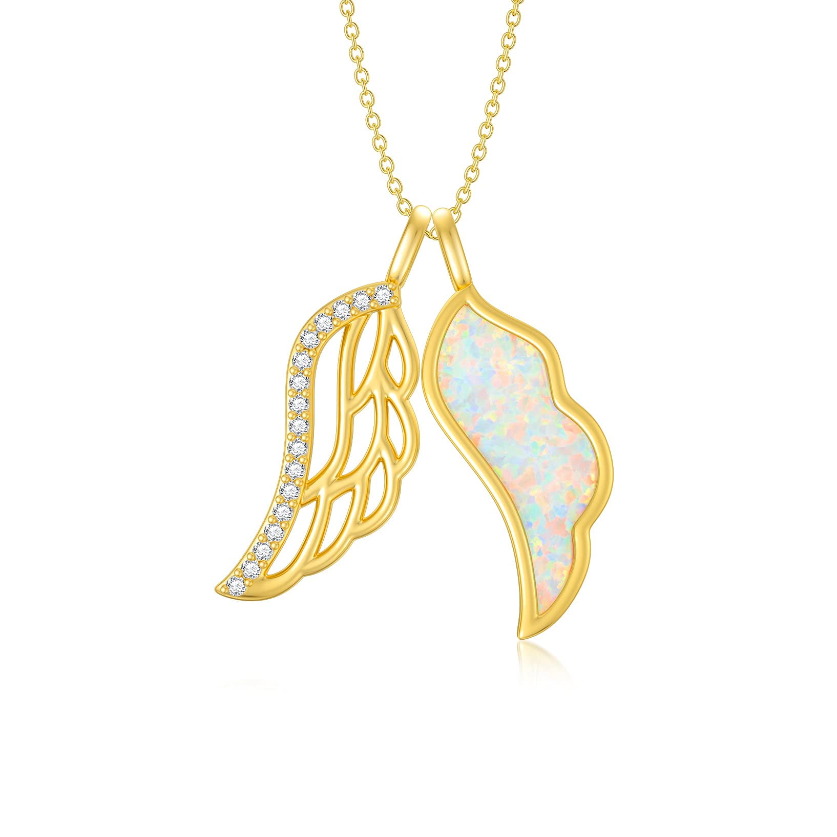 Opal Necklace Angel Wings Pendant Necklace Sterling Silver Jewelry ...