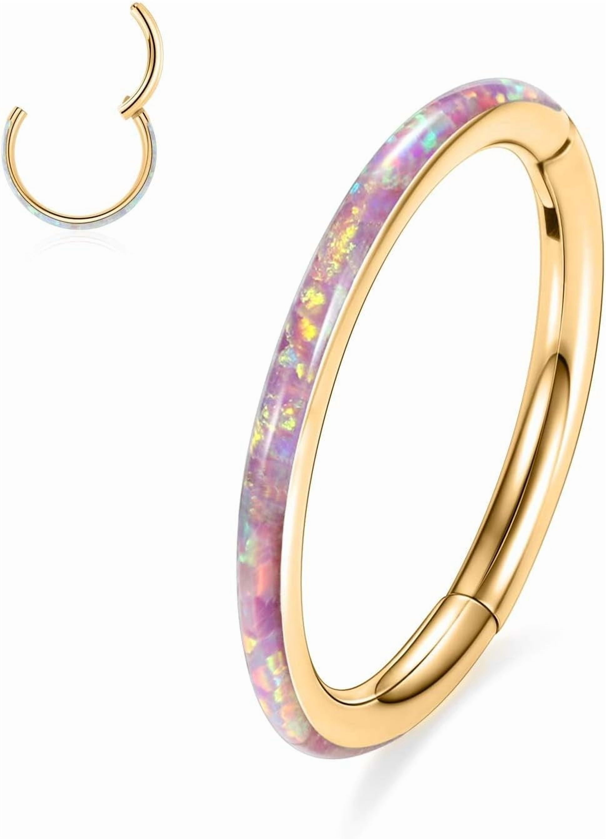 Opal Nose Ring Hoop Ring 316L Surgical Steel Lip Cartilage Conch Helix ...