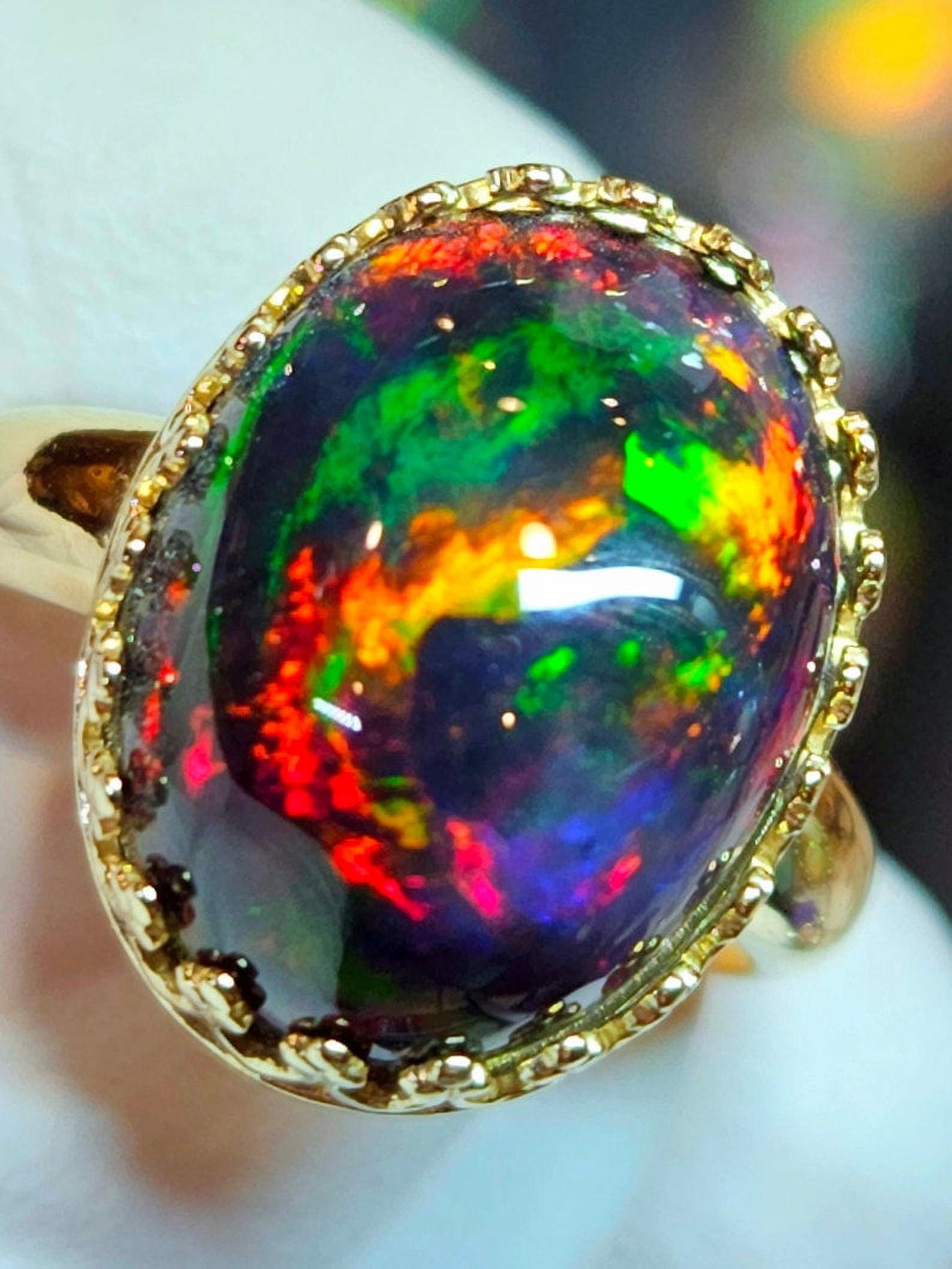 Opal Statement Ring Opal Gold Ring 925 Sterling Silver Gold-plated Ring ...