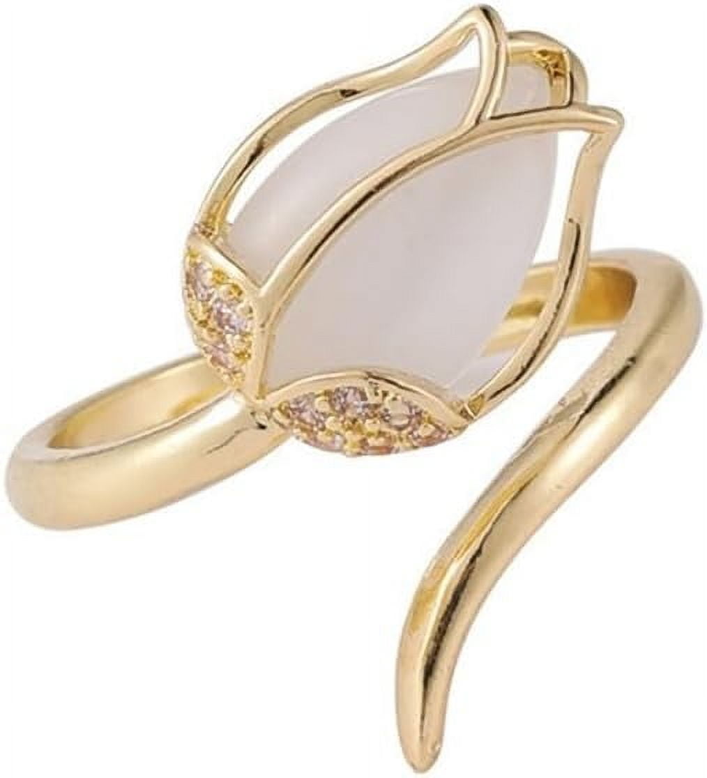 Opal Tulip Flower Open Statement Ring,Flower Jewelry,Copper Opal Personalized Ring(Adjustable ...