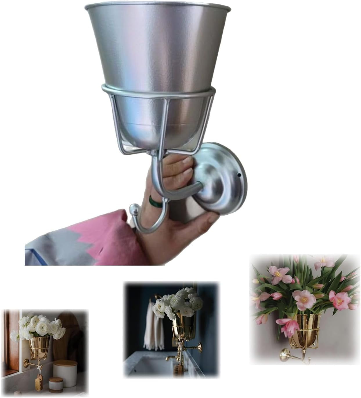 Opal Wall Vessel, Vintage Brass Wall Container Vase, Versatile Hanging ...