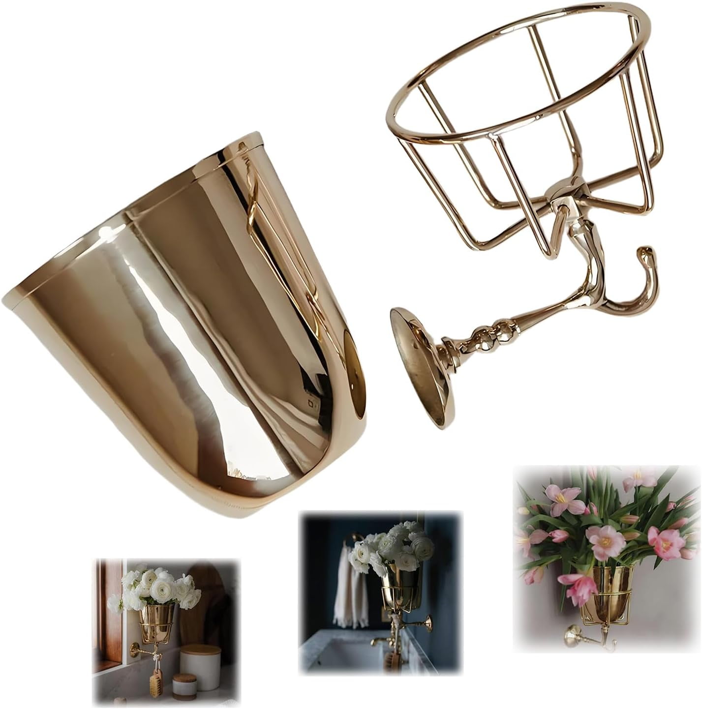 Opal Wall Vessel,Wall Mounted Brass Container Vase,Multi-Function ...