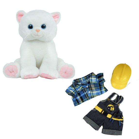 Opal the White Kitty 16 Inch with Construction Worker with Hardhat ...