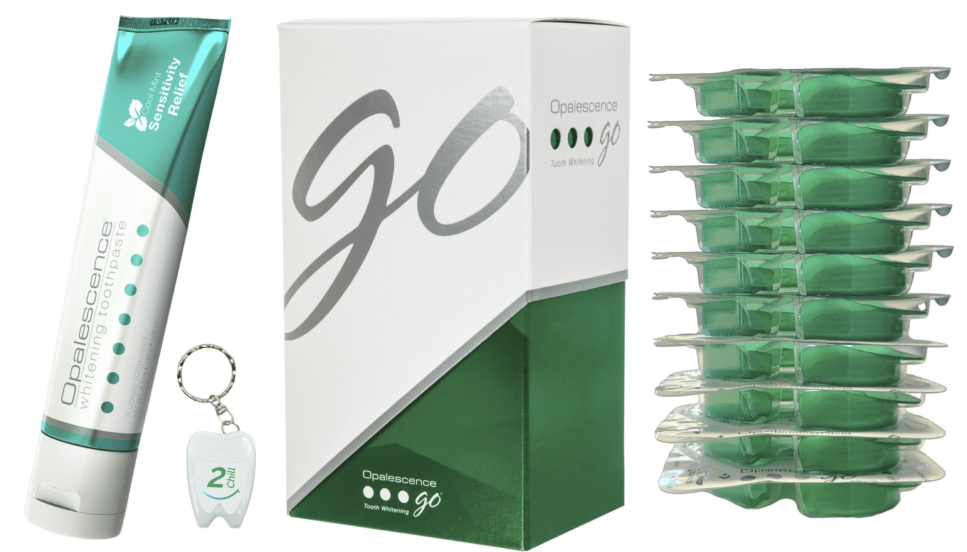 Opalescence 15% Go Teeth Whitening Prefilled Gel Kit (10 Trays) & Mint ...