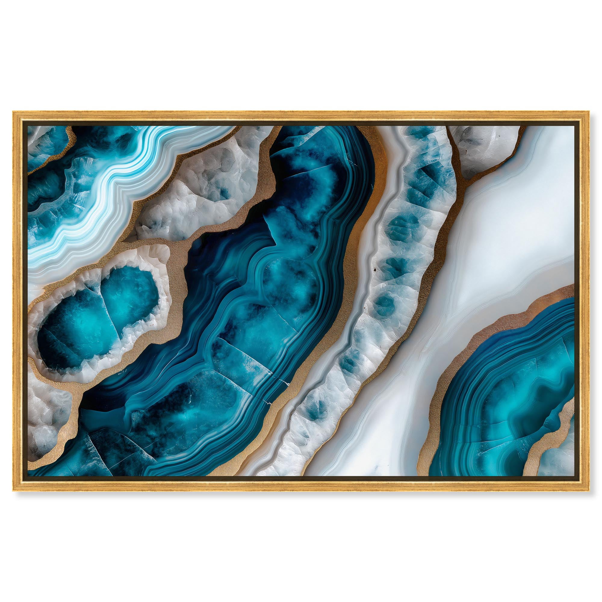 Opaline Undulation Canvas Teal Wall Art by Art Remedy, Gold Frame, 15 x ...