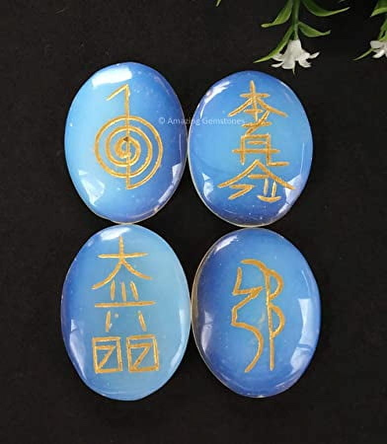 Opalite Crystal Reiki Stones with Engraved Symbols for Usui Reiki ...