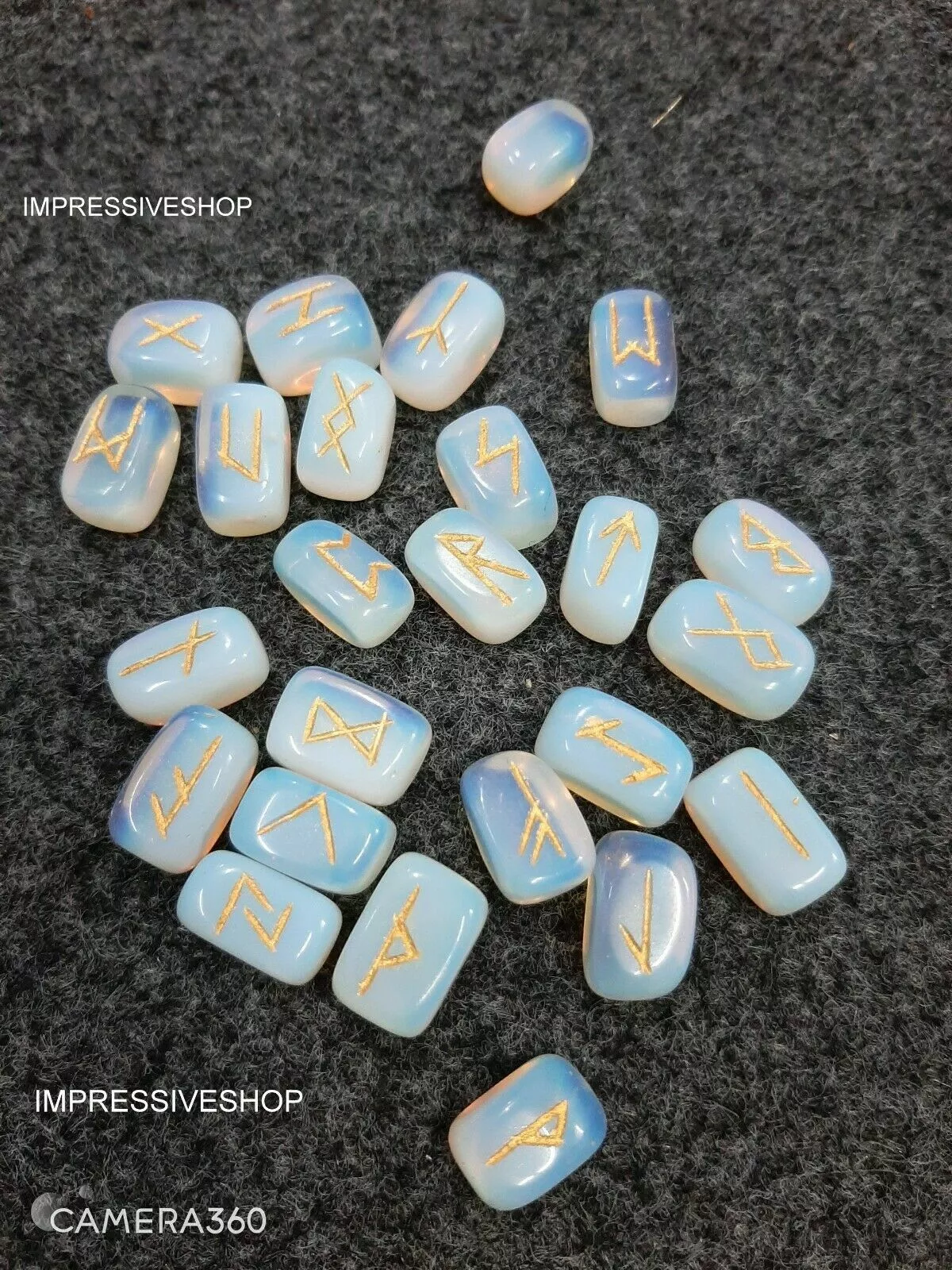 Opalite Rune Set Healing Crystal Stone Elder Engraved Runes 25 Pieces ...
