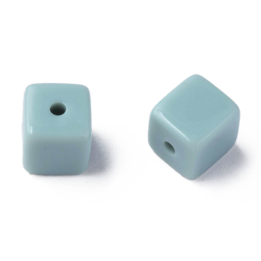 Opaque Acrylic Beads Cube Aqua 10.5x9.5x9.5mm Hole: 2mm about 490pcs ...