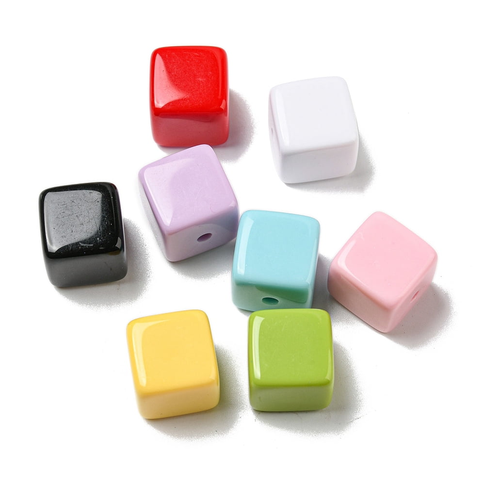 Opaque Acrylic Beads Cube Mixed Color 15.5x15.5x15.5mm Hole: 3mm about ...