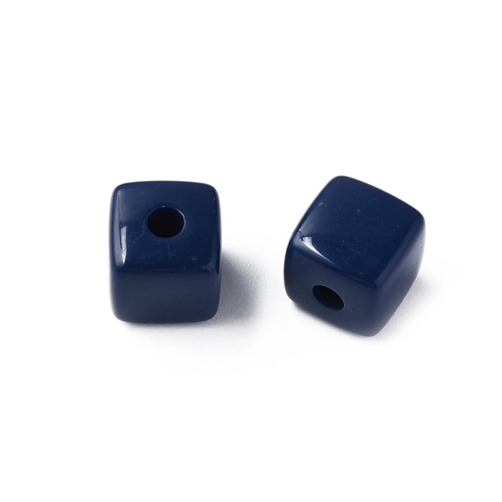 Opaque Acrylic Beads Cube Prussian Blue 12.5x12.5x12.5mm Hole: 3.5mm ...