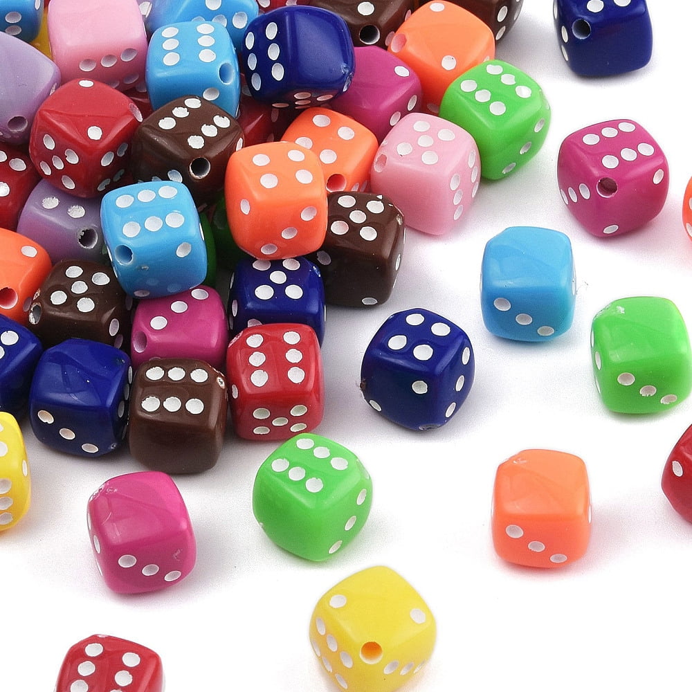 Opaque Acrylic Beads Dice Mixed Color 12x12x12mm Hole: 2mm about 588pcs ...