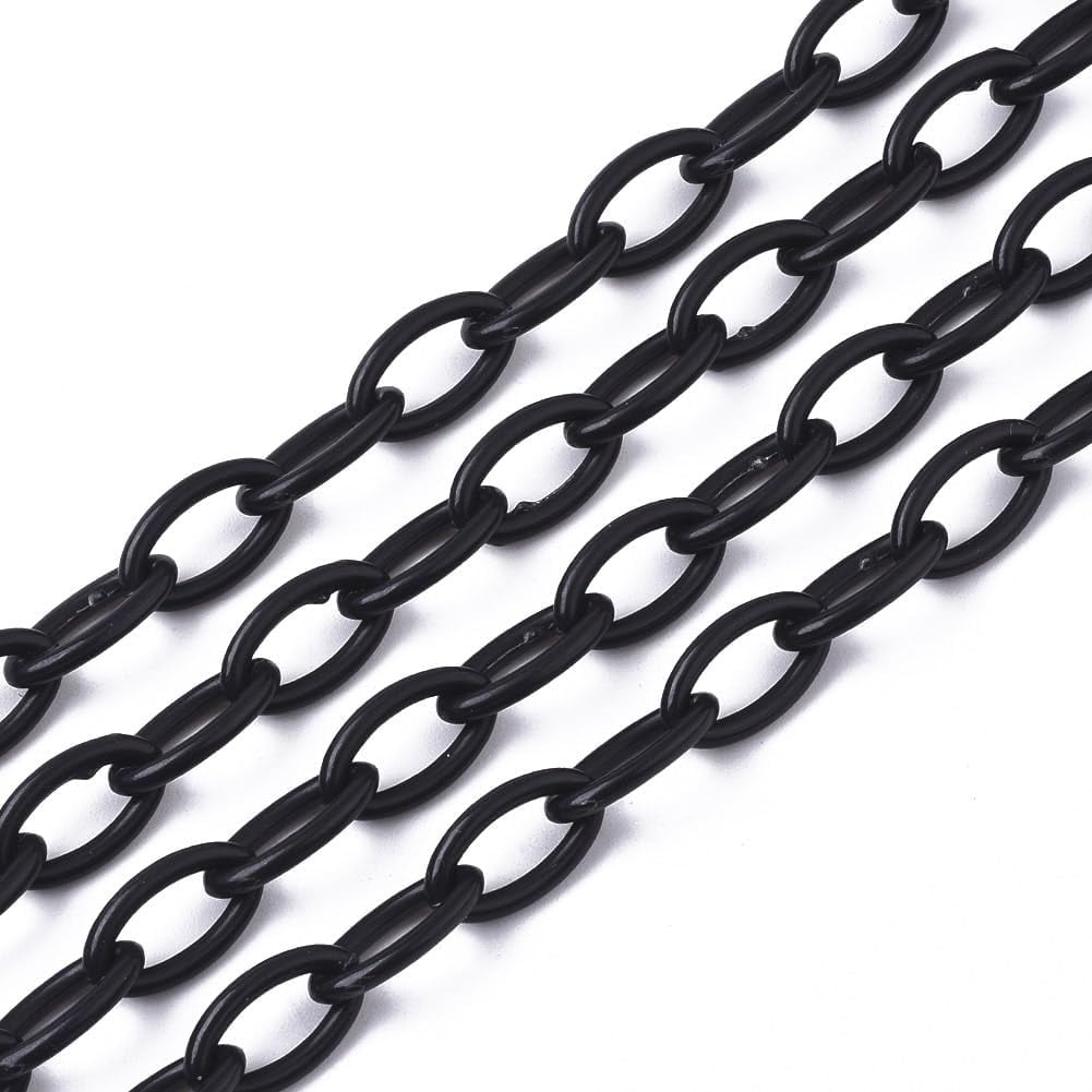 Opaque Acrylic Cable Chains Horse Eye Black 13x8x2mm 18.5 inch~19.29 ...