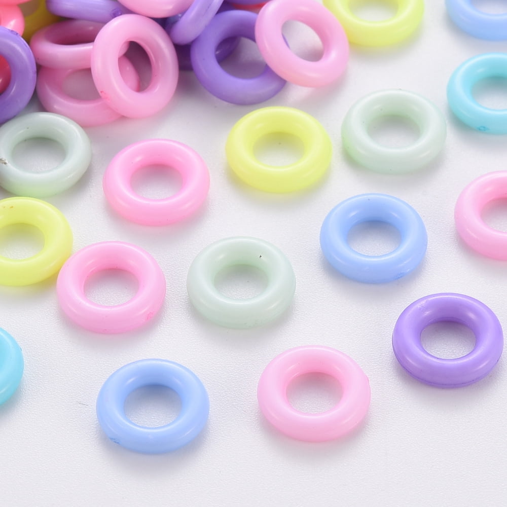 Opaque Acrylic Linking Rings Dyed Ring Mixed color 10x2mm Inner ...