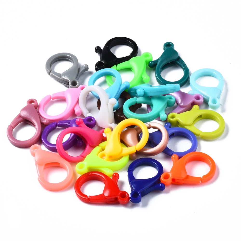 Opaque Acrylic Lobster Claw Clasps Mixed Color 25x18x6mm Hole: 2mm ...