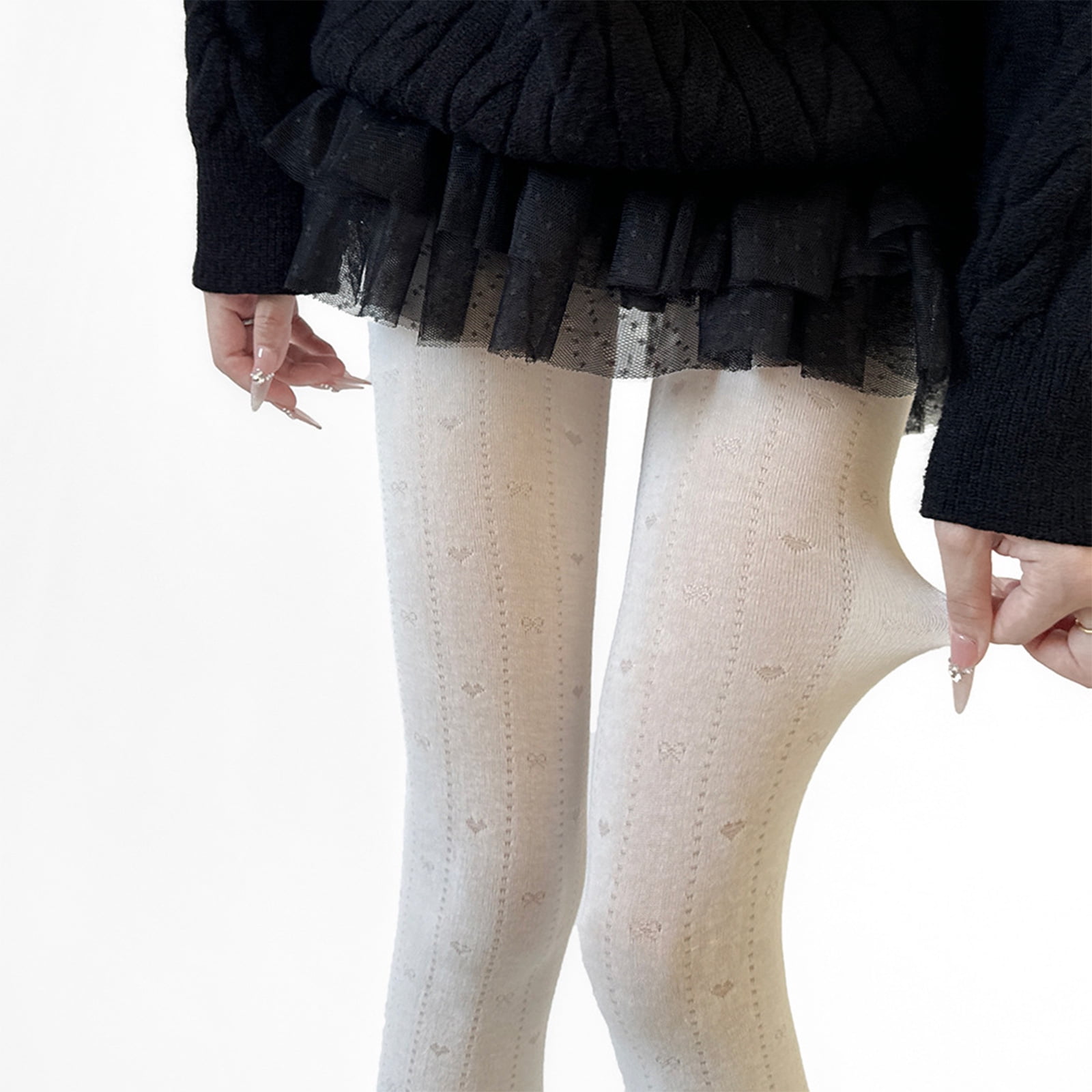 Opaque Footed Tights High Waist Pantyhose Control Top Tights Thigh High ...