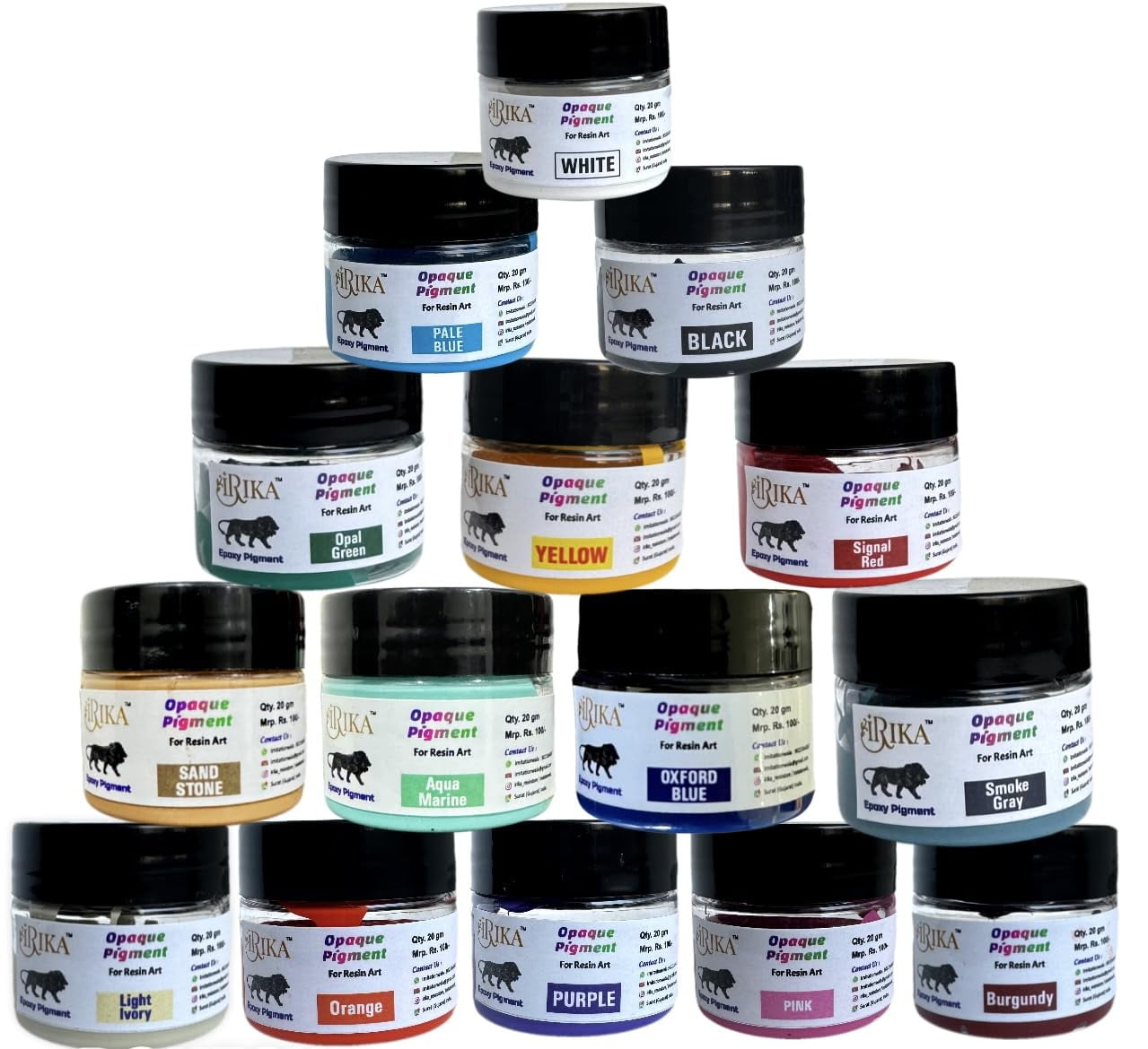Opaque Resin Art Pigment Set 15 Shades 20g Each Vibrant Colors for Resin Art DIY Projects and ...